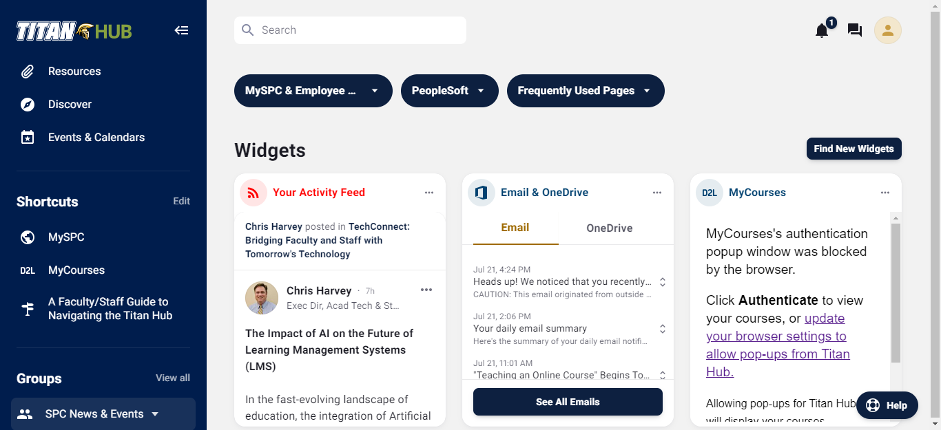 Navigating Titan Hub - Faculty/Staff Guide – Faculty & Staff Support