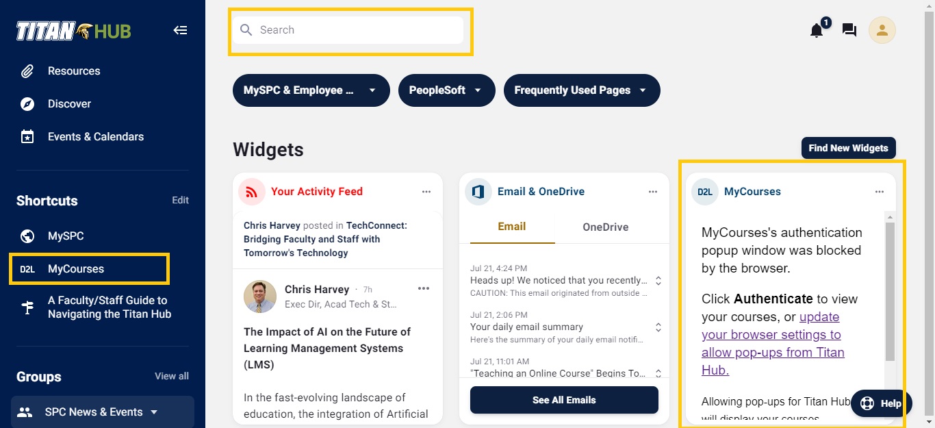 Navigating Titan Hub - Faculty/Staff Guide – Faculty & Staff Support